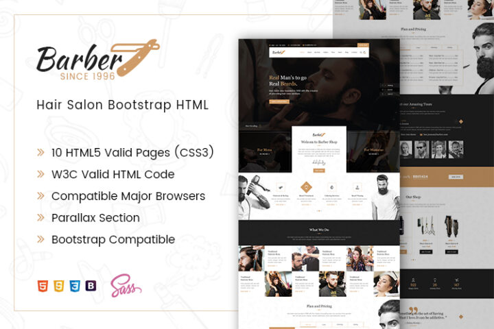 Barber – Hair Salon Bootstrap HTML Template - My Theme Market